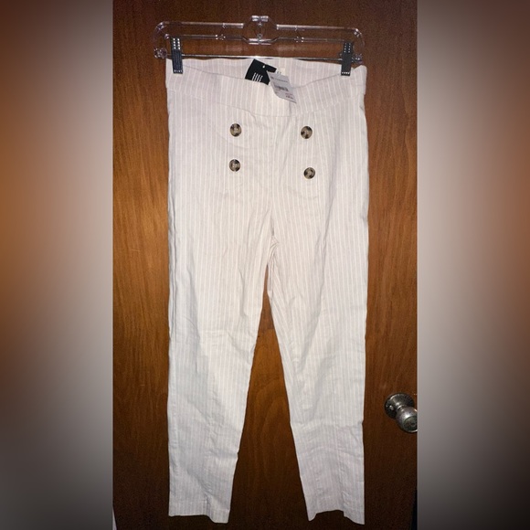 Versona | Pants & Jumpsuits | Retrology Nude White Striped Dress Pants ...